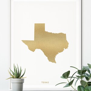 Texas Map, Gold Foil Texture, Texas Wall Art, Texas Poster, Map of ...