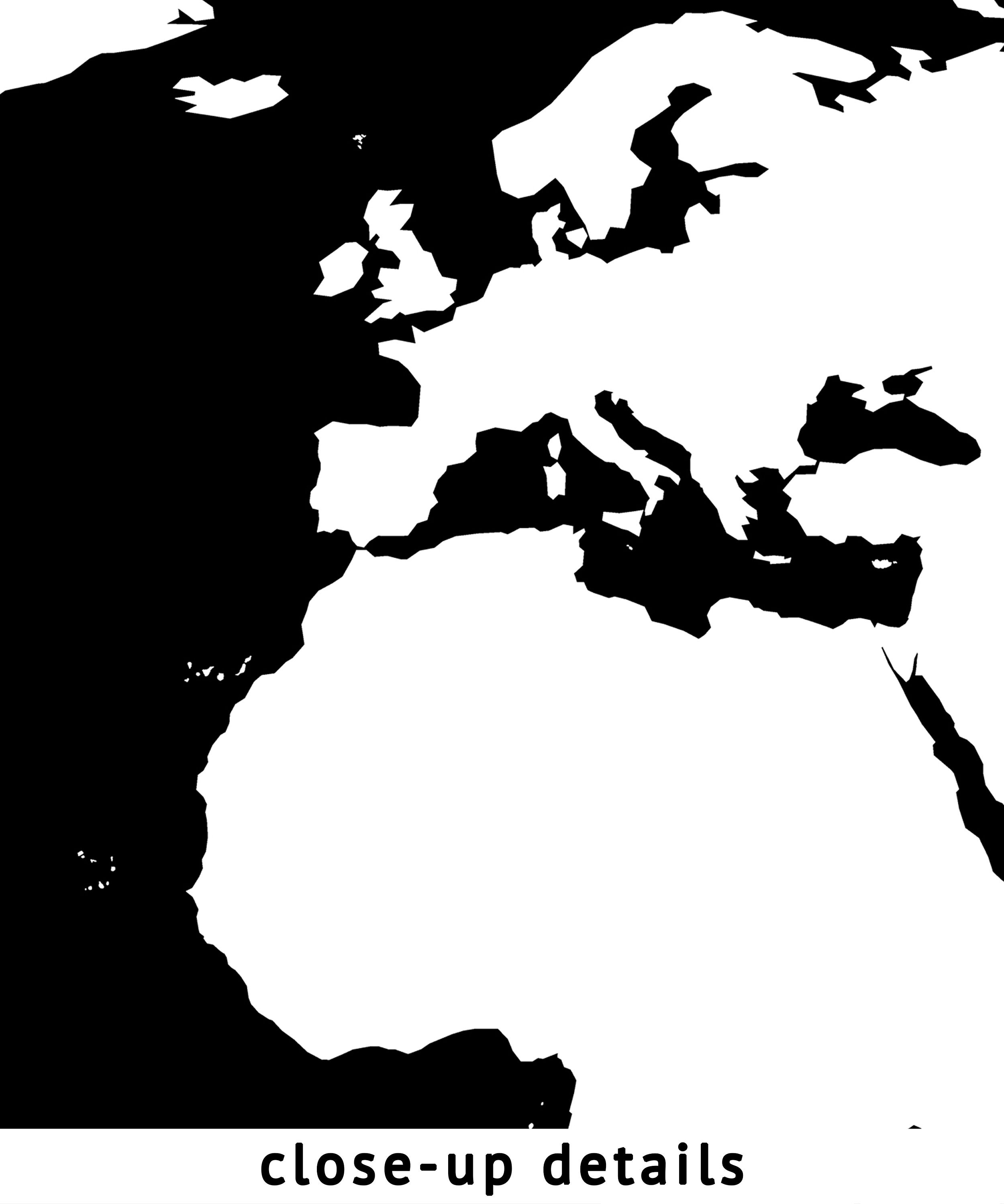 World Map Black and White Inverted World Map Wall Art - Etsy