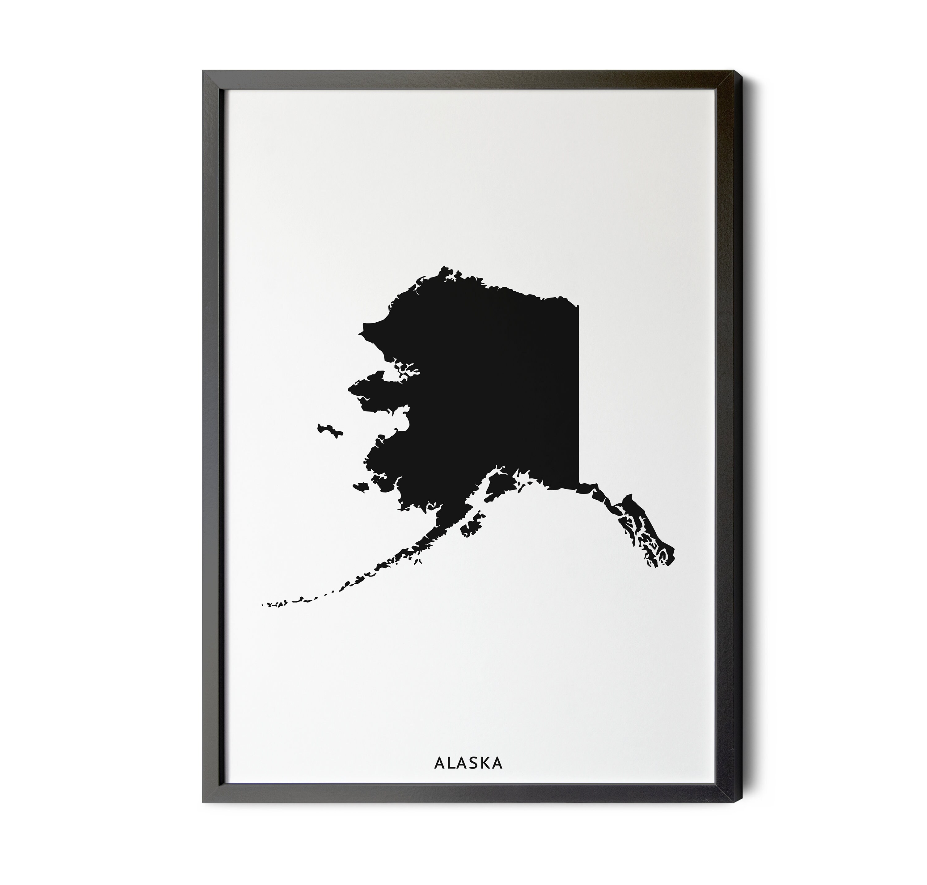 Alaska Map, Black and White, Minimalist, Map of Alaska, AK Map, Alaska ...