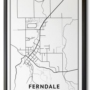 Ferndale California Map, Black and White, Coordinates, Map of Ferndale ...