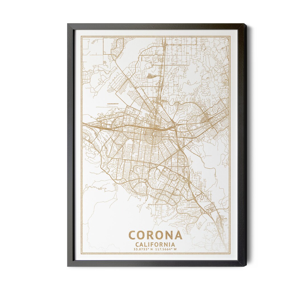 Corona California Map, High Resolution Real Gold Leaf Texture ...