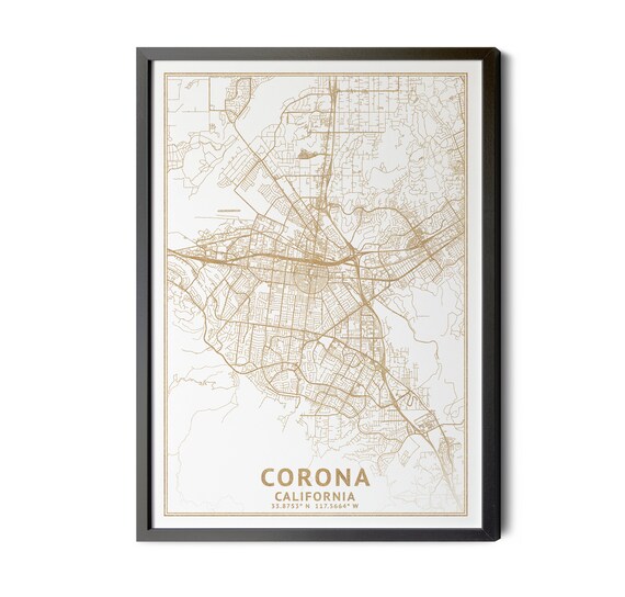 Corona California Map High Resolution Real Gold Leaf Texture - Etsy