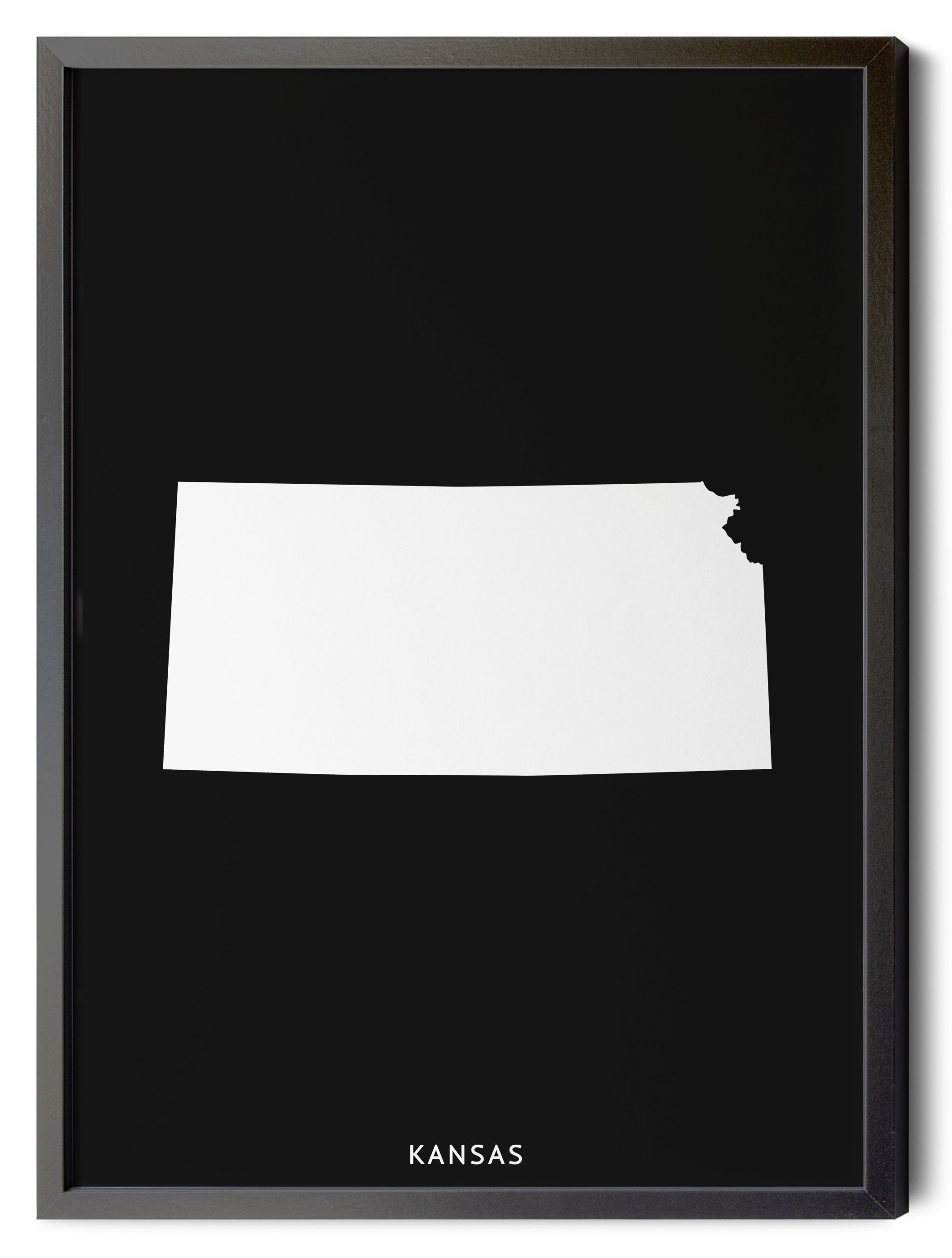 Kansas Map Black and White Inverted Minimalist Map of - Etsy