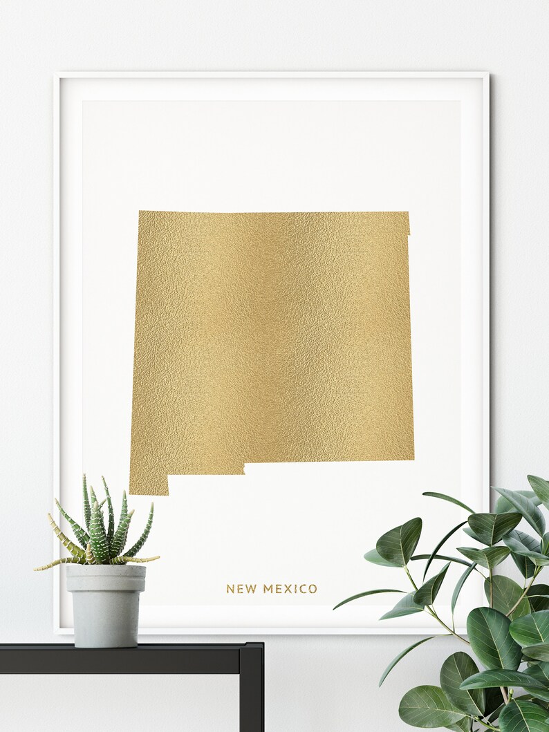 New Mexico Map Gold Foil Texture Contemporary New Mexico - Etsy