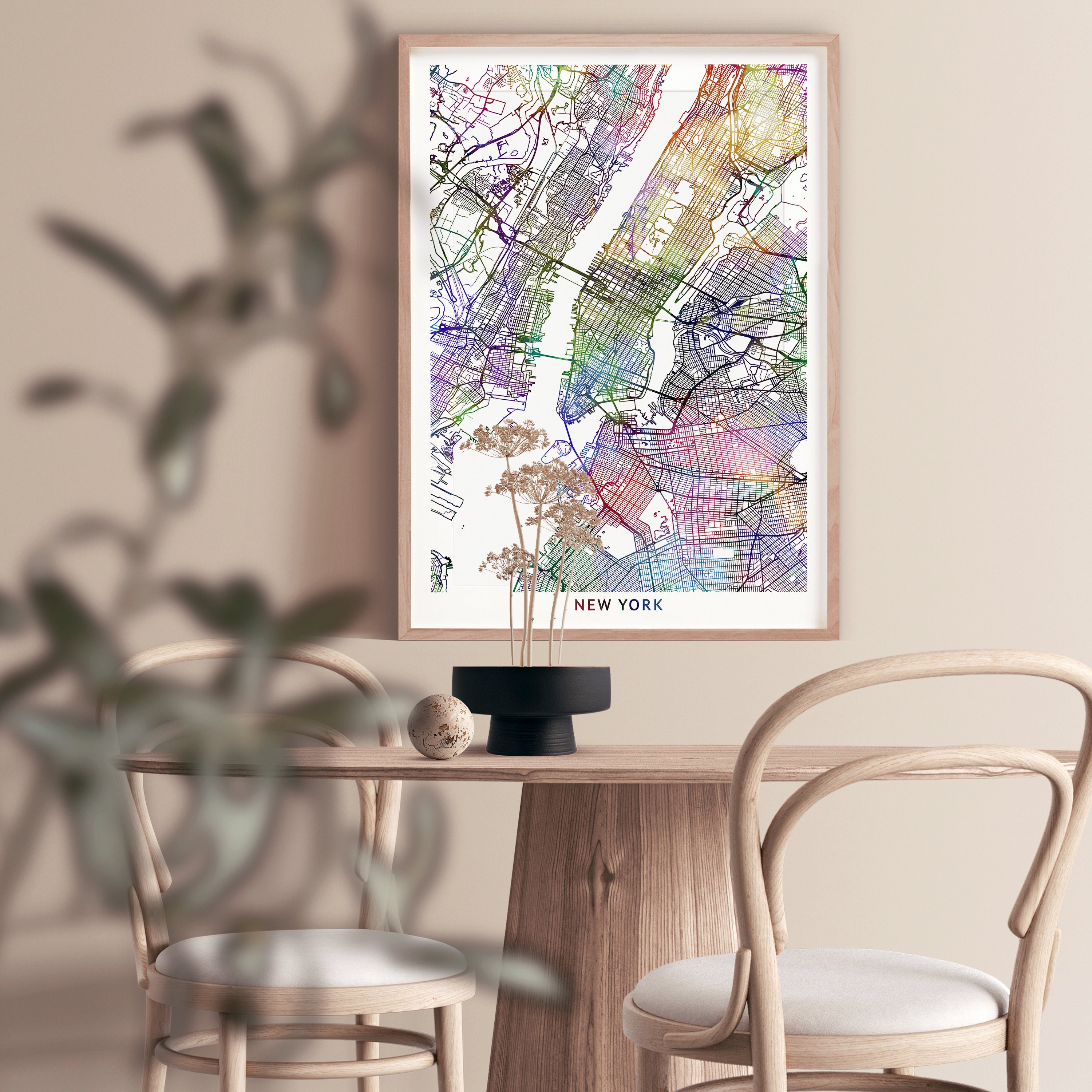 New York City Map, Multicolored, Colorful Map Art, Map of New York, New ...