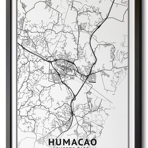 Humacao Puerto Rico Map, Black and White, Coordinates, Map of Humacao ...