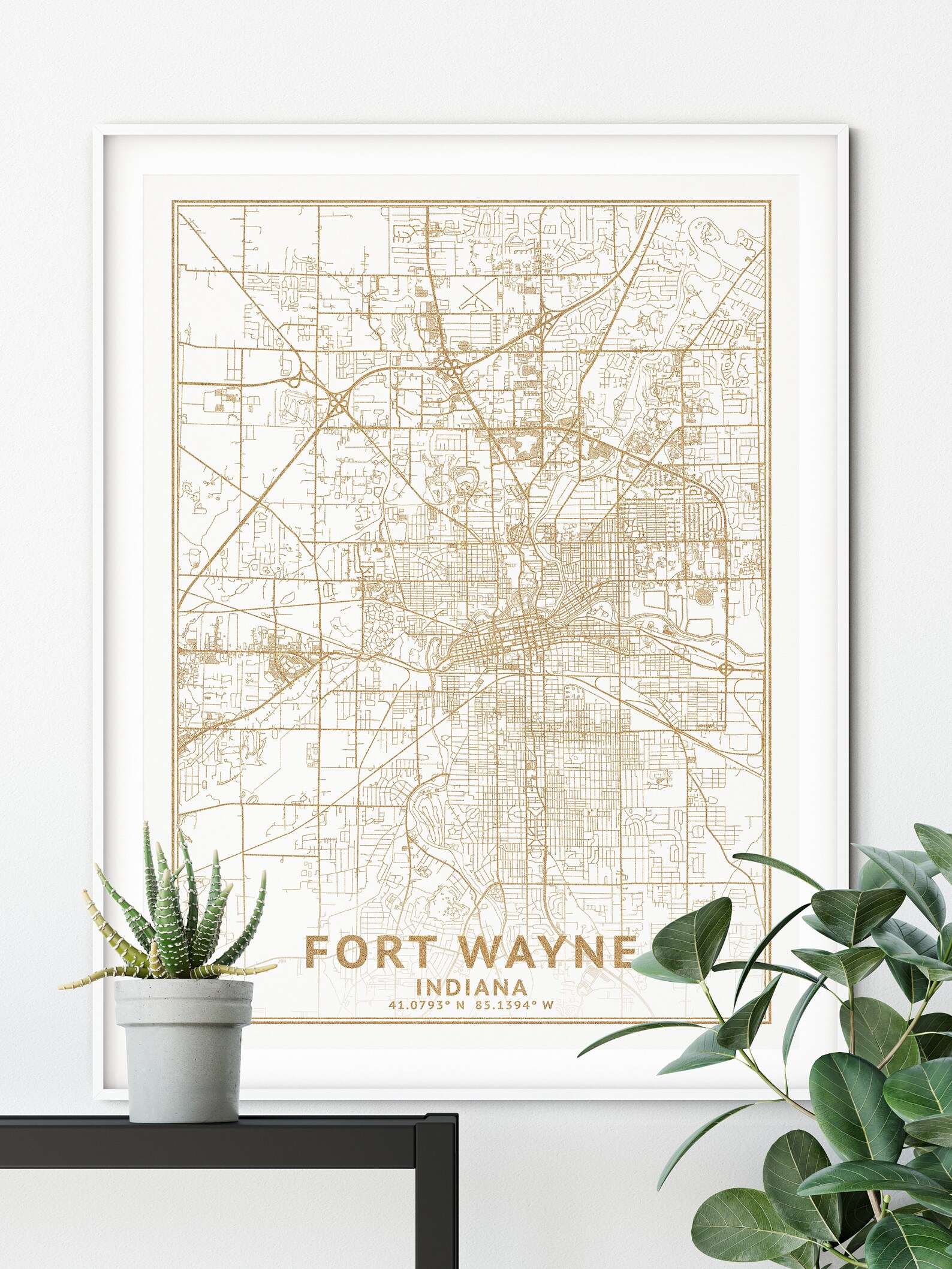 Fort Wayne Indiana Map, High Resolution Real Gold Leaf Texture ...