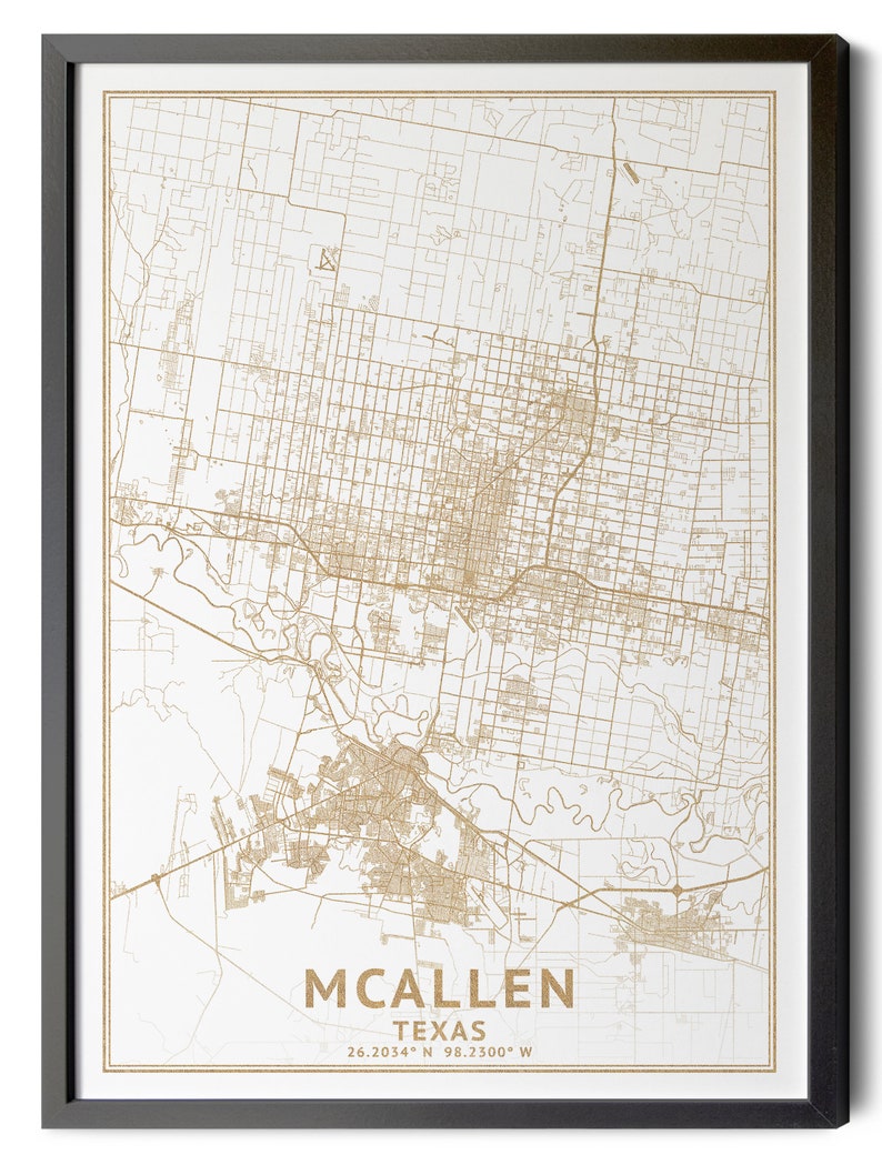 Mcallen Texas Map High Resolution Real Gold Leaf Texture - Etsy