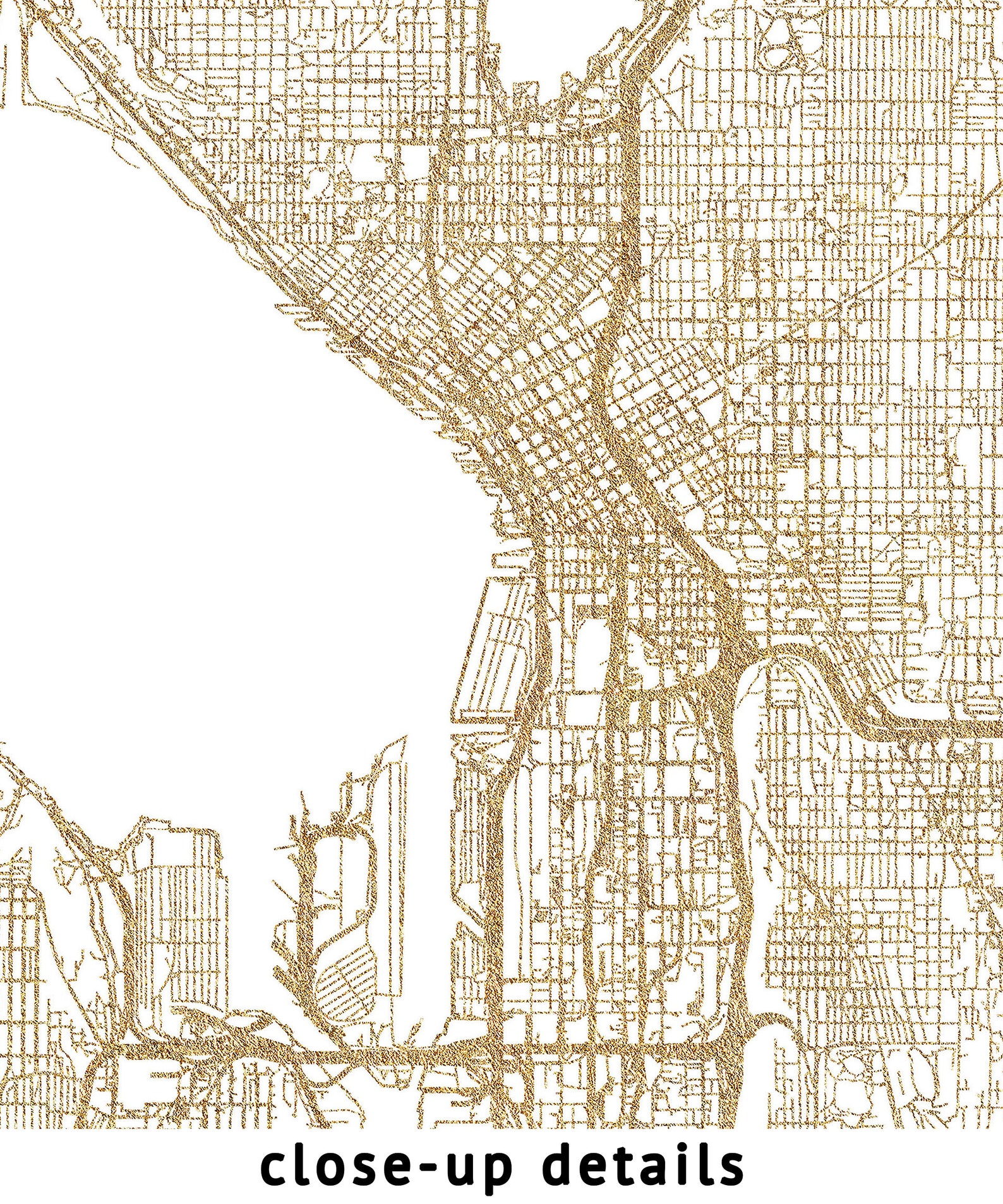 Seattle Washington Map, High Resolution Real Gold Leaf Texture ...