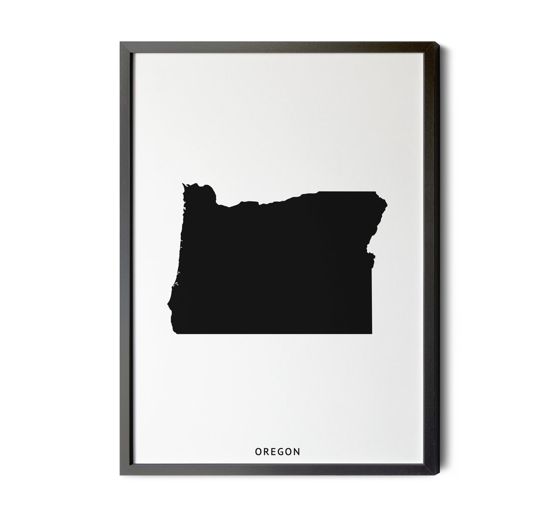 Oregon Map, Black and White, Minimalist, Oregon Wall Art, Oregon Poster ...