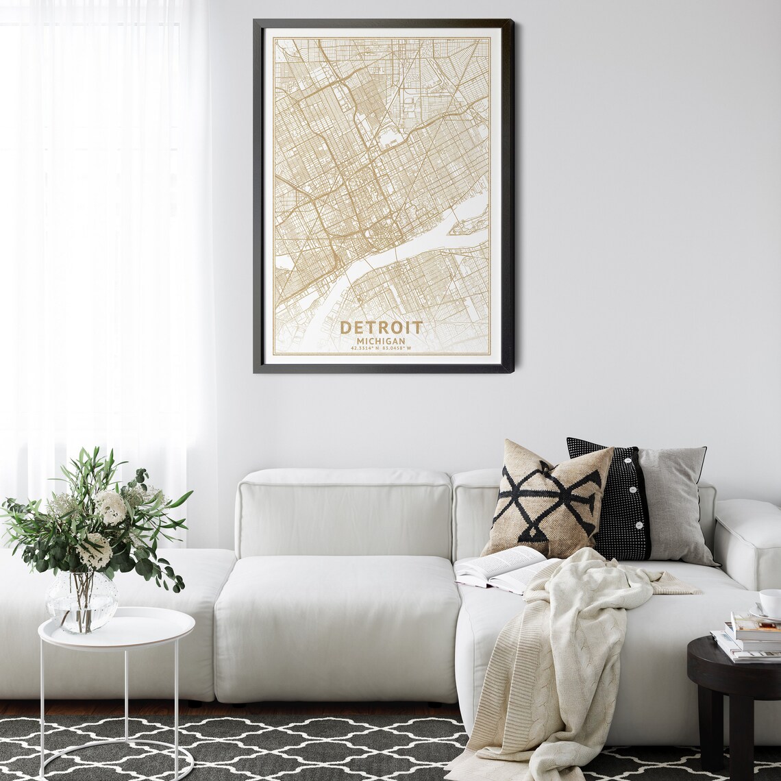 Detroit Michigan Map High Resolution Real Gold Leaf Texture - Etsy