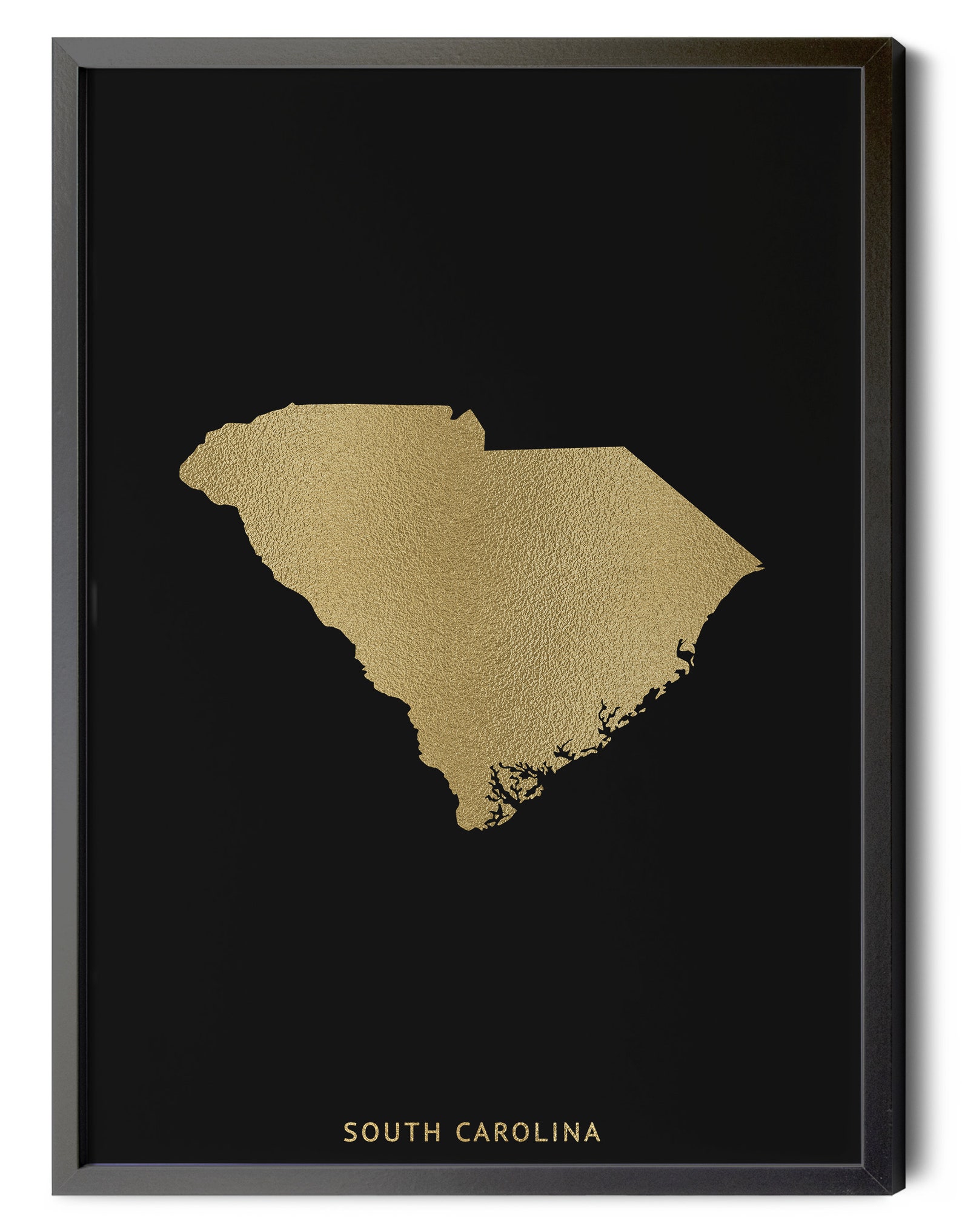 South Carolina Map Black Gold Foil Texture South Carolina - Etsy