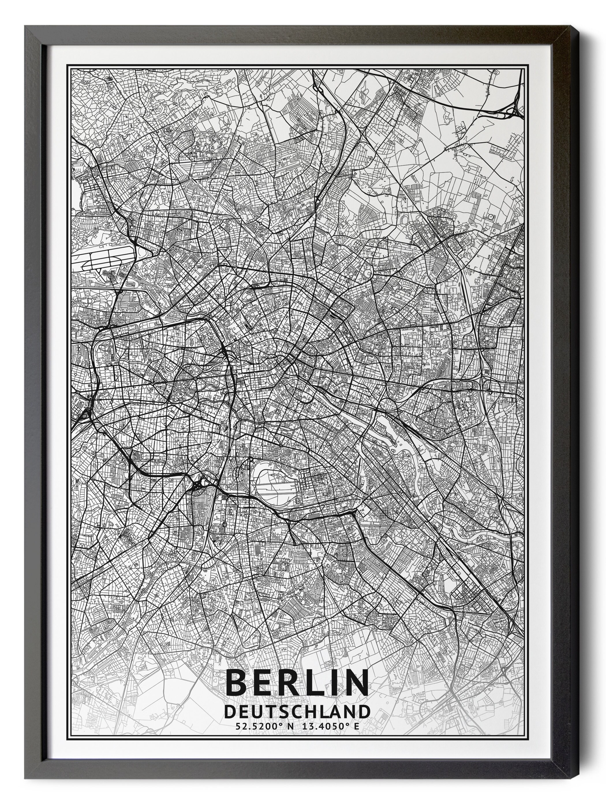 Berlin Germany Map, Berlin Deutschland Map, Black and White ...