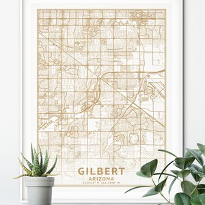 Gilbert Arizona Map, High Resolution Real Gold Leaf Texture ...