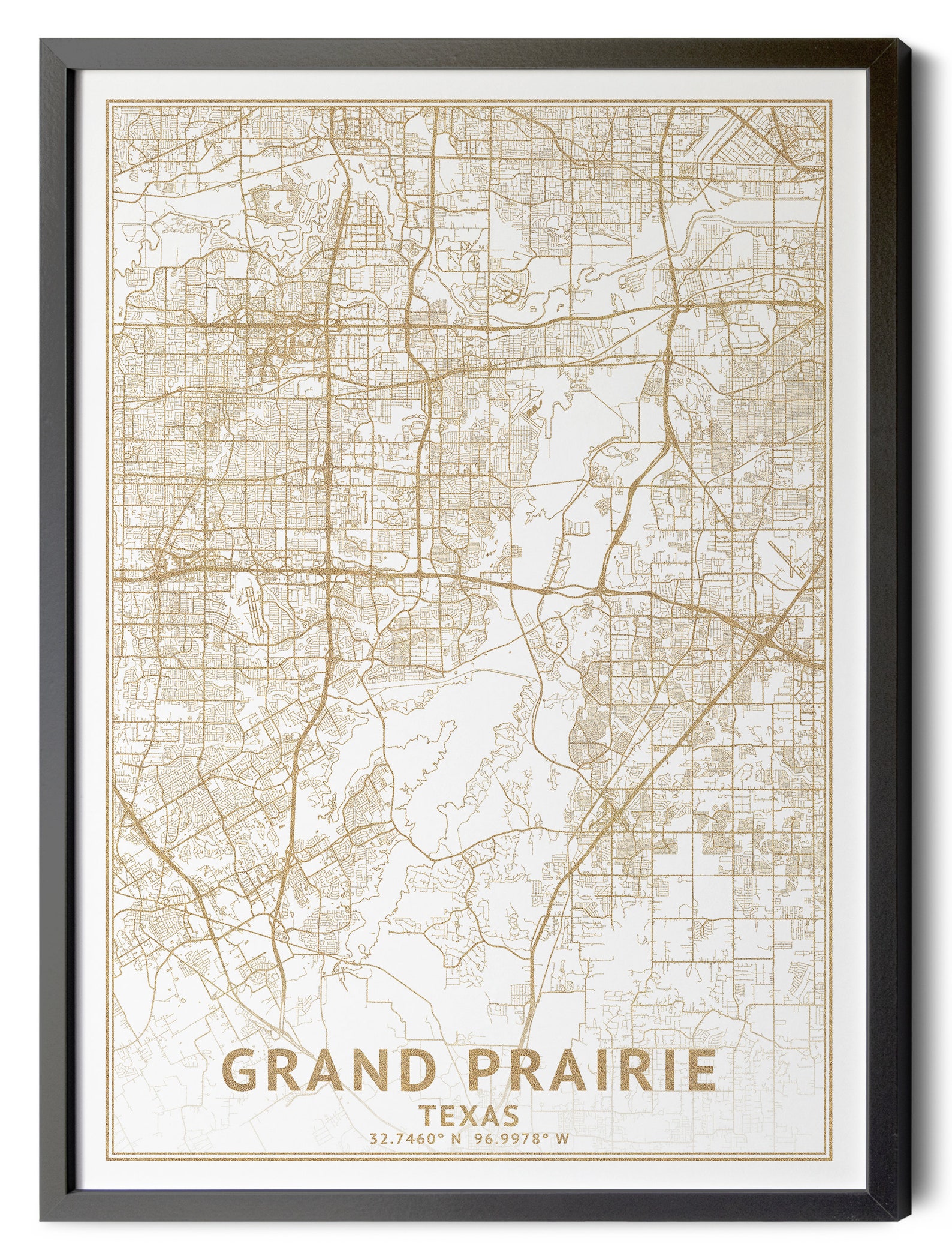 Grand Prairie Texas Map, High Resolution Real Gold Leaf Texture ...