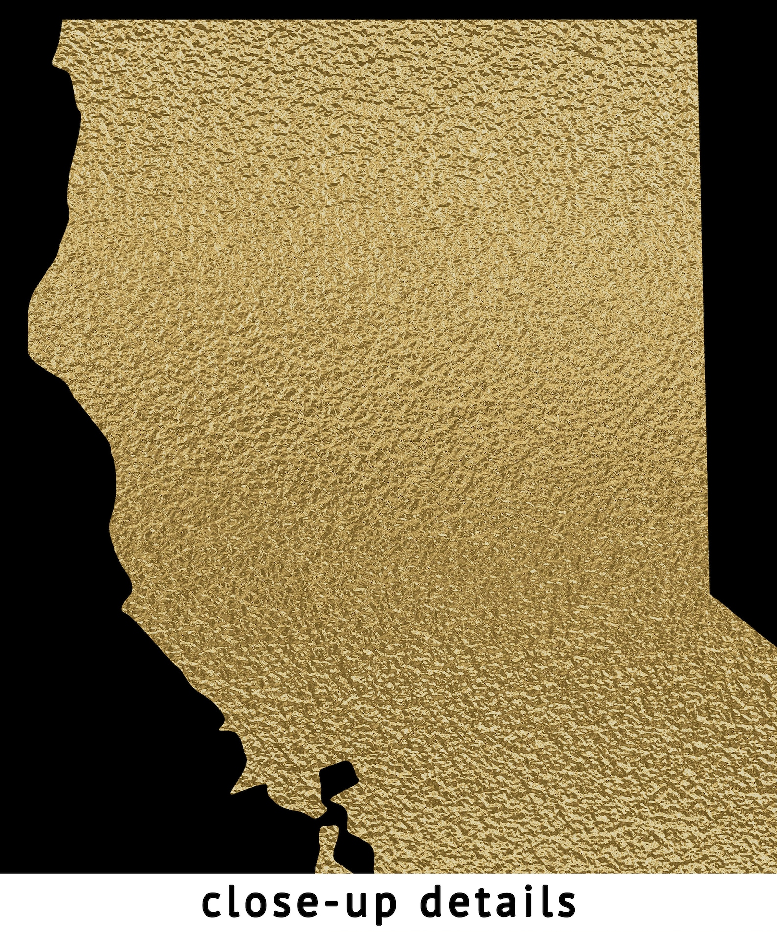 California Map, Black, Gold Foil Texture, Contemporary, Modern Map Art ...