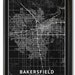 Bakersfield California Map, Black and White, Inverted, Coordinates, Map ...
