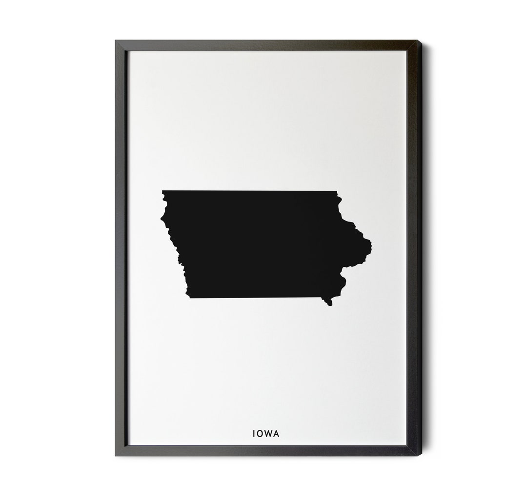 Iowa Map, Black and White, Minimalist, Map of Iowa, Iowa State Map Art ...