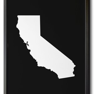 California Map, Black and White, Inverted, Minimalist, California State ...