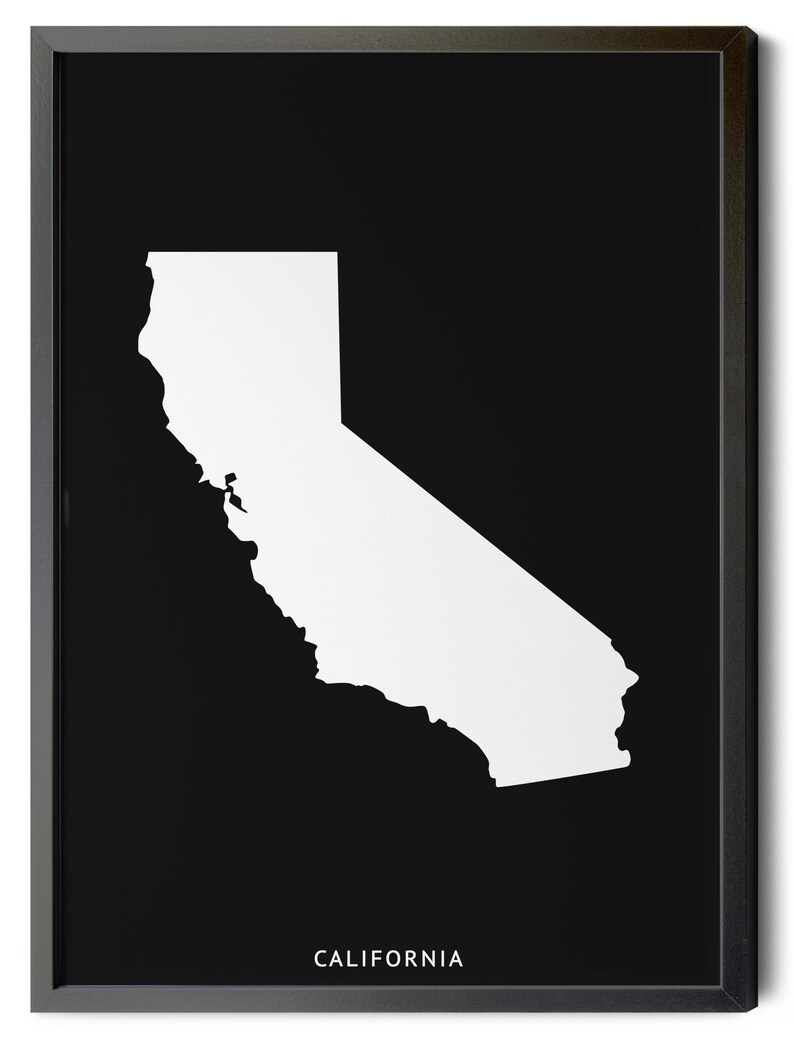 California Map Black and White Inverted Minimalist - Etsy