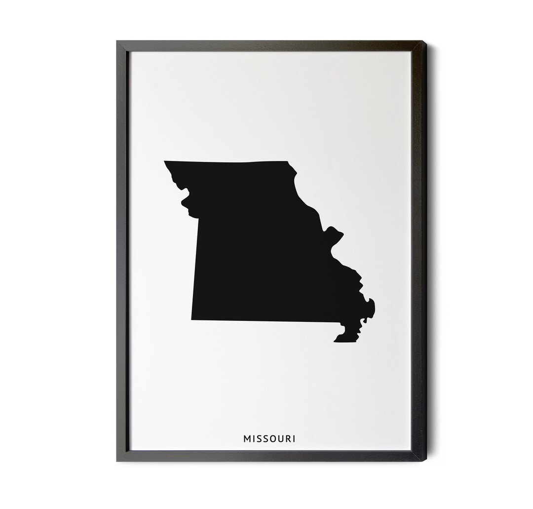 Missouri Map, Black and White, Minimalist, Missouri Wall Art, Map of ...