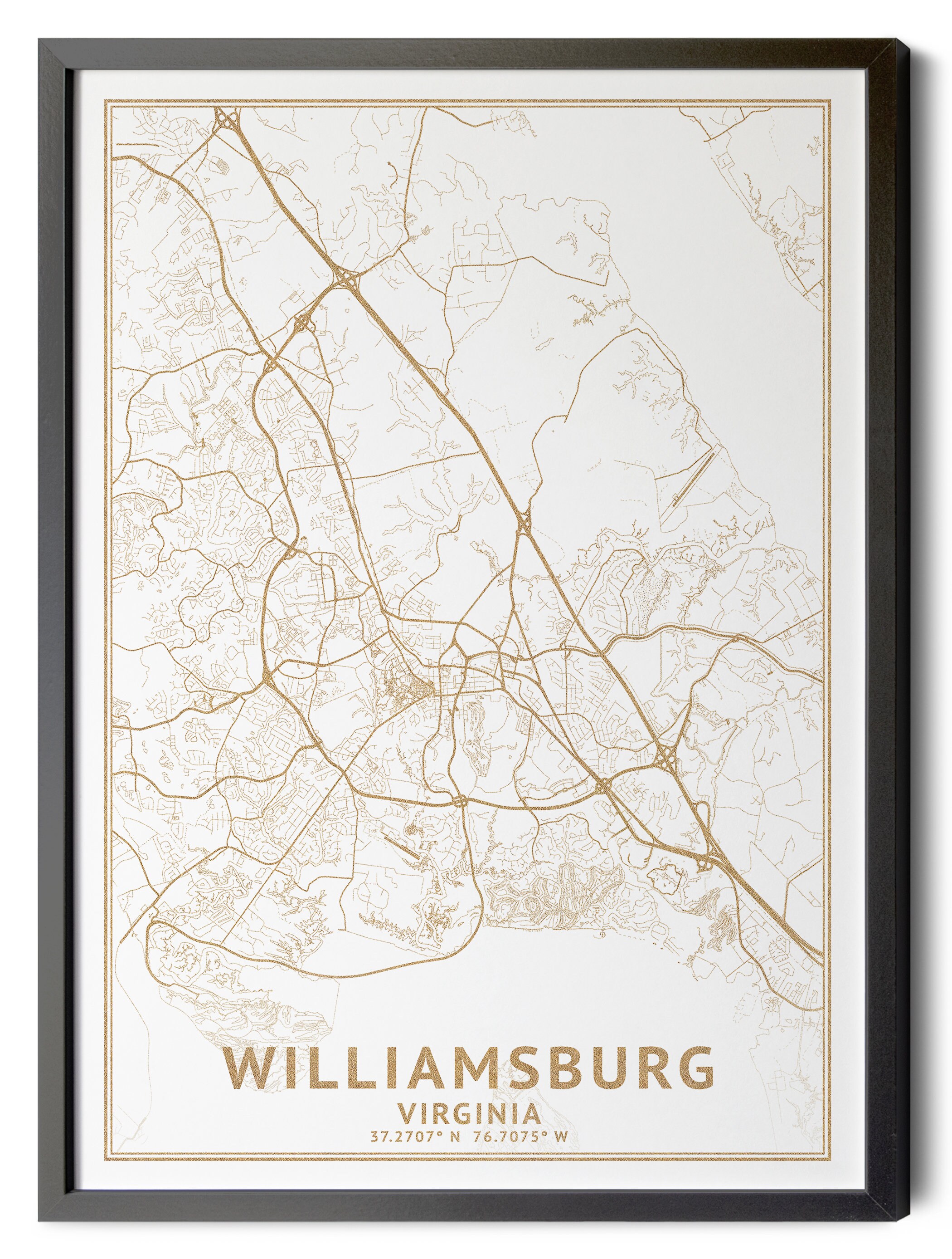 Williamsburg Virginia Map, High Resolution Real Gold Leaf Texture ...