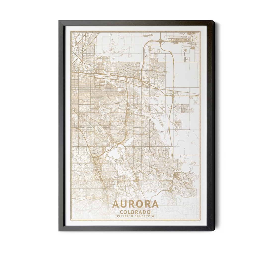Aurora Colorado Map, High Resolution Real Gold Leaf Texture ...