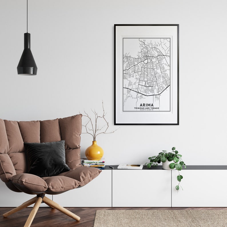 Arima Trinidad and Tobago Map Black and White Coordinates - Etsy