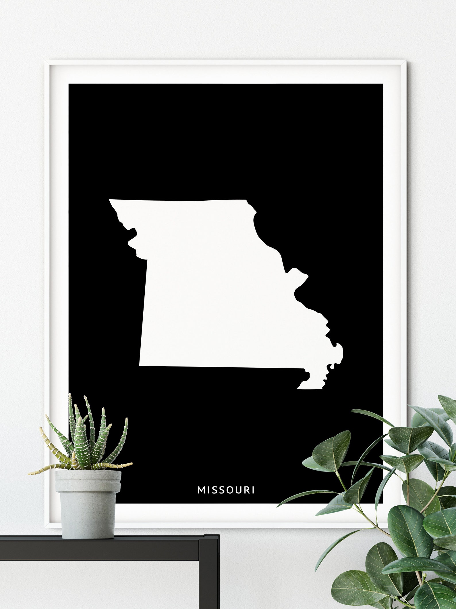 Missouri Map Black and White Inverted Minimalist Missouri - Etsy