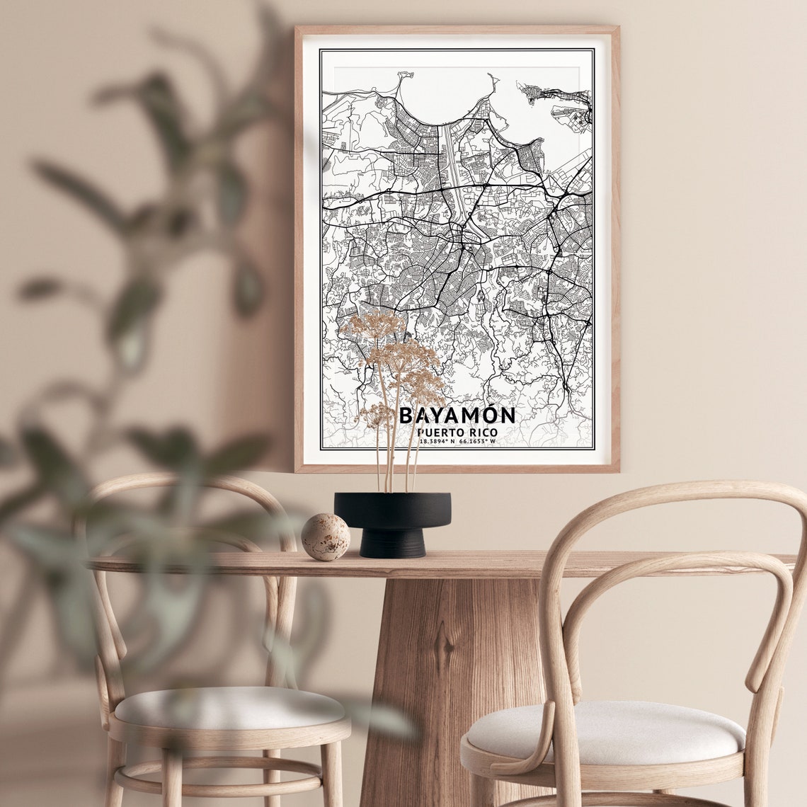 Bayamon Puerto Rico Map Black and White Coordinates Map of - Etsy