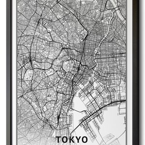 Tokyo Japan Map, Black and White, Coordinates, Map of Tokyo, Tokyo JPN ...