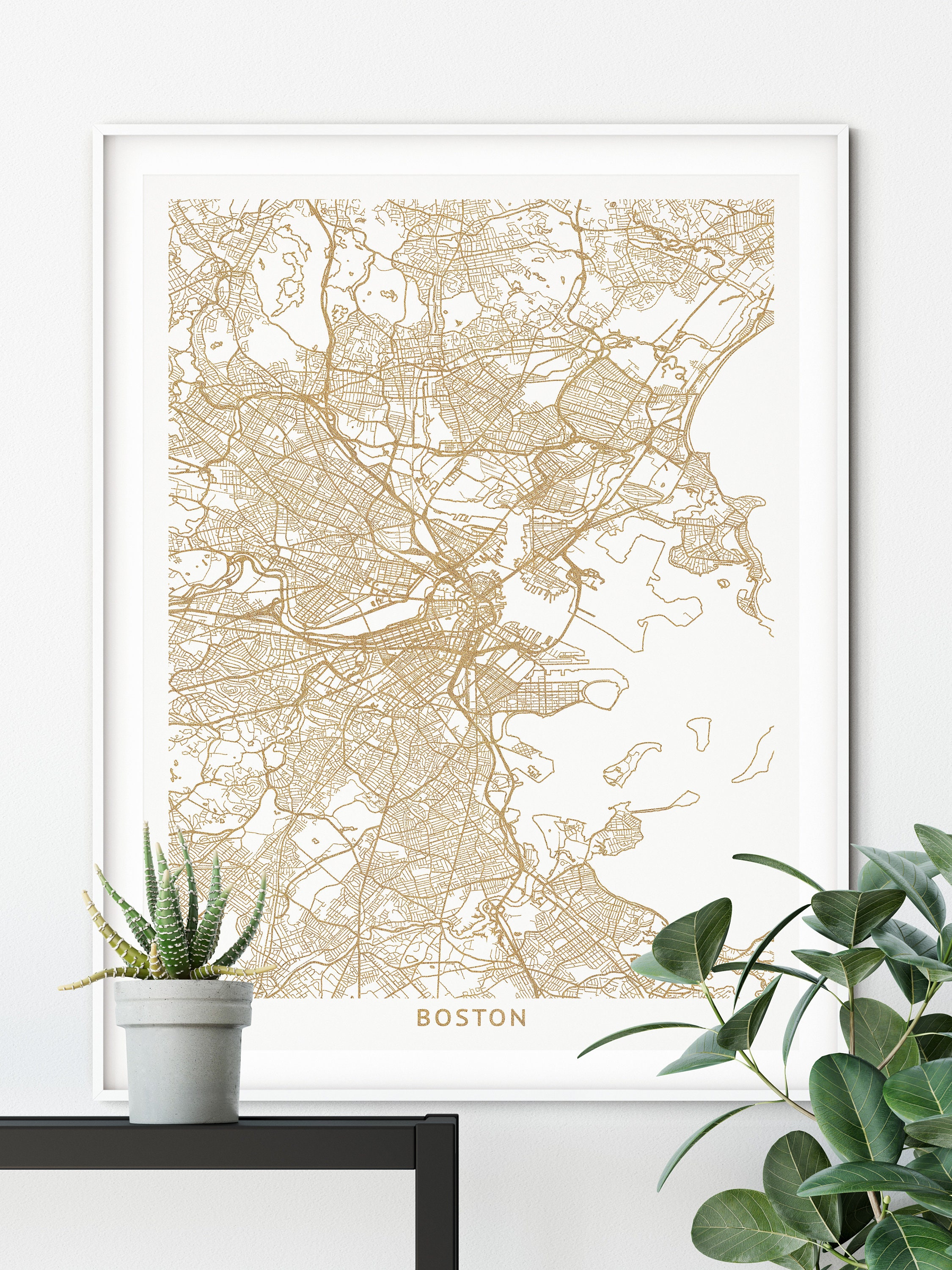 Boston Map, High Resolution Real Gold Leaf Texture, Boston ...