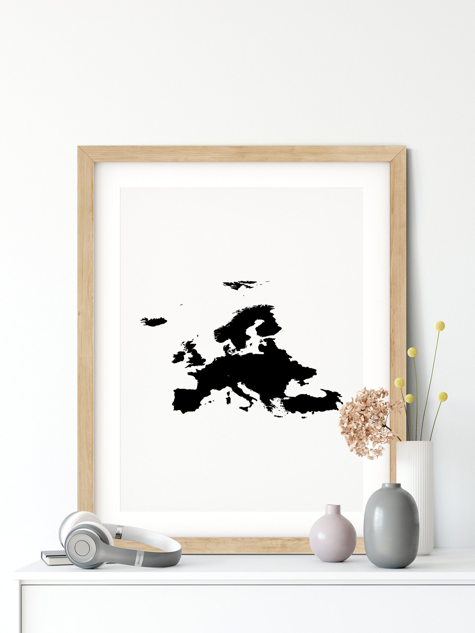 Europe Map, Black and White, Minimalist, Silhouette, Map of Europe, Map ...