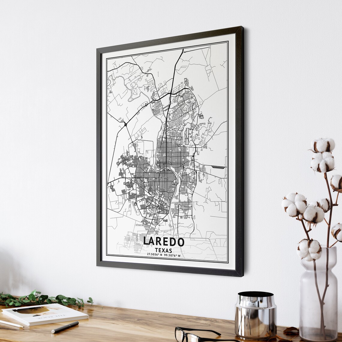 Laredo Texas Map, Black and White, Coordinates, Map of Laredo, Laredo ...