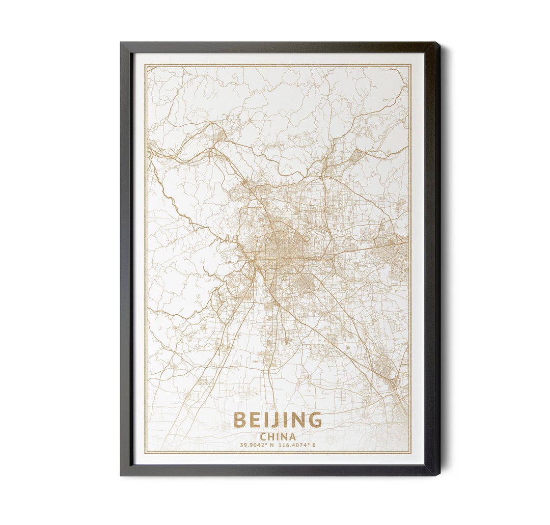 Beijing China Map, High Resolution Real Gold Leaf Texture, Coordinates ...