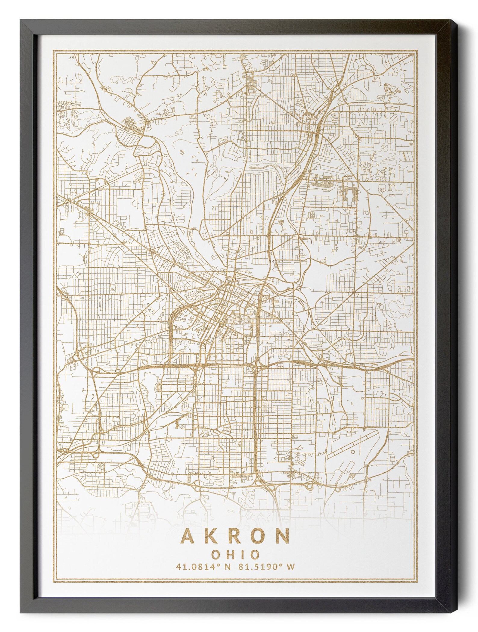Akron Ohio Map High Resolution Real Gold Leaf Texture | Etsy