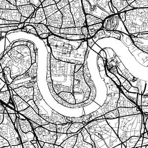 London United Kingdom Map, Black and White, Coordinates, Map of London ...