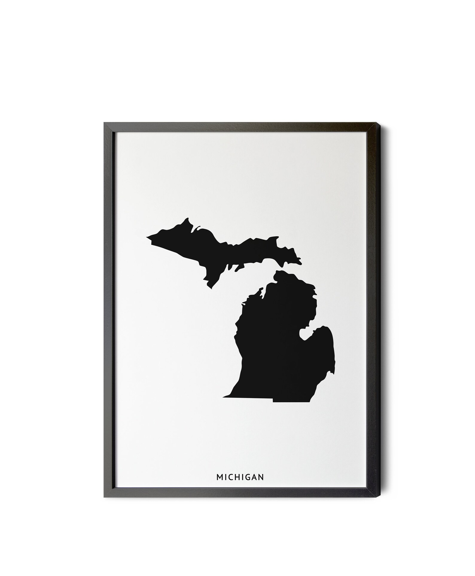 Michigan Map Black and White Minimalist Michigan Wall Art | Etsy