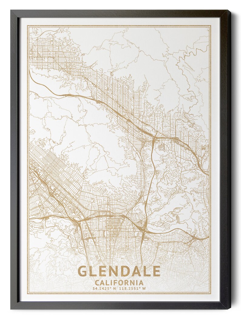 Glendale California Map, High Resolution Real Gold Leaf Texture ...