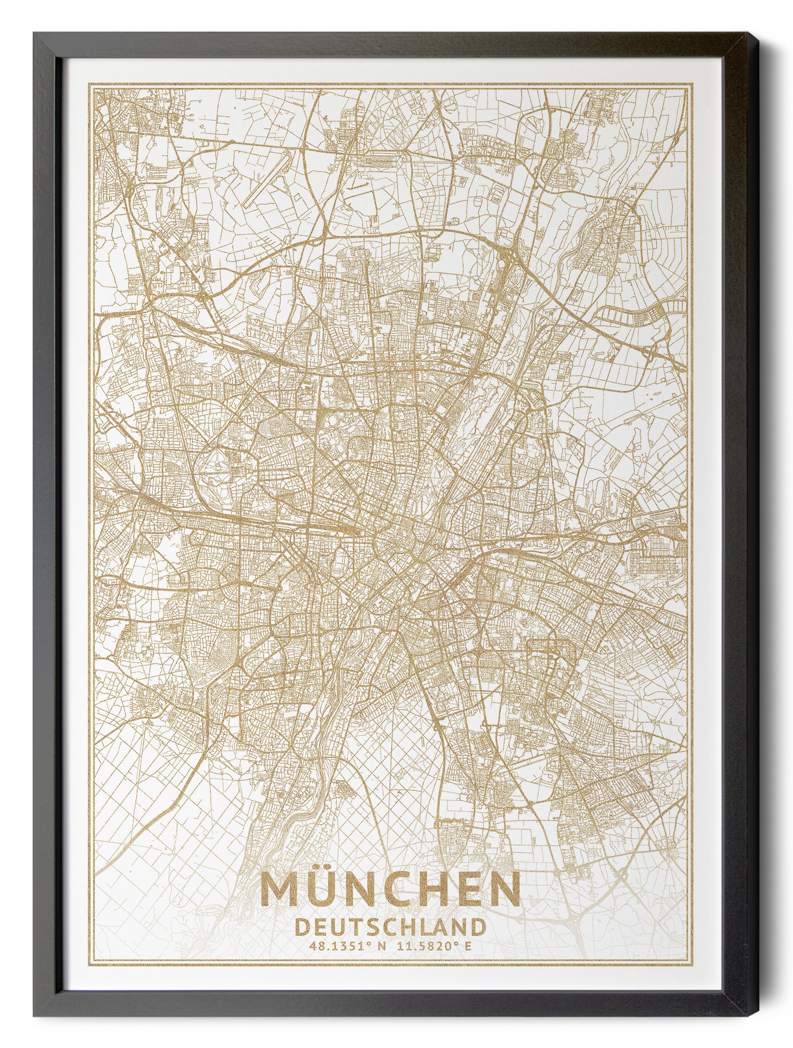 Munich Germany Map, München Deutschland Map, High Resolution Real Gold ...