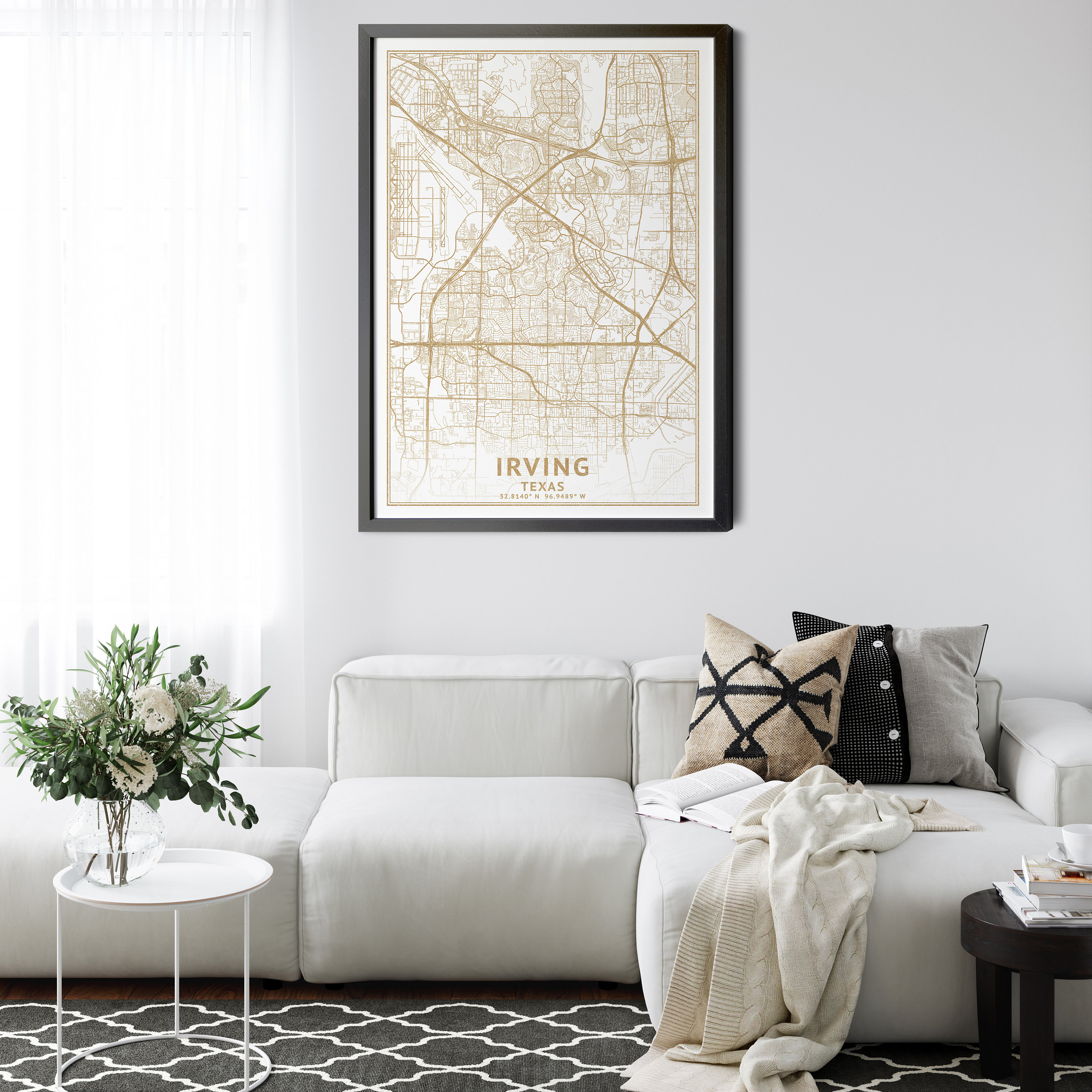Irving Texas Map, High Resolution Real Gold Leaf Texture, Coordinates ...
