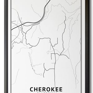 Cherokee California Map, Black and White, Coordinates, Map of Cherokee ...
