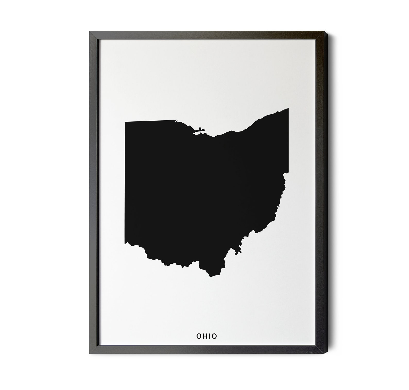 Ohio Map, Black and White, Minimalist, Ohio Wall Art, Ohio Poster, Map ...
