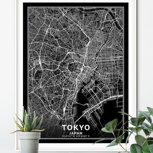 Tokyo Japan Map, Black and White, Inverted, Coordinates, Map of Tokyo ...