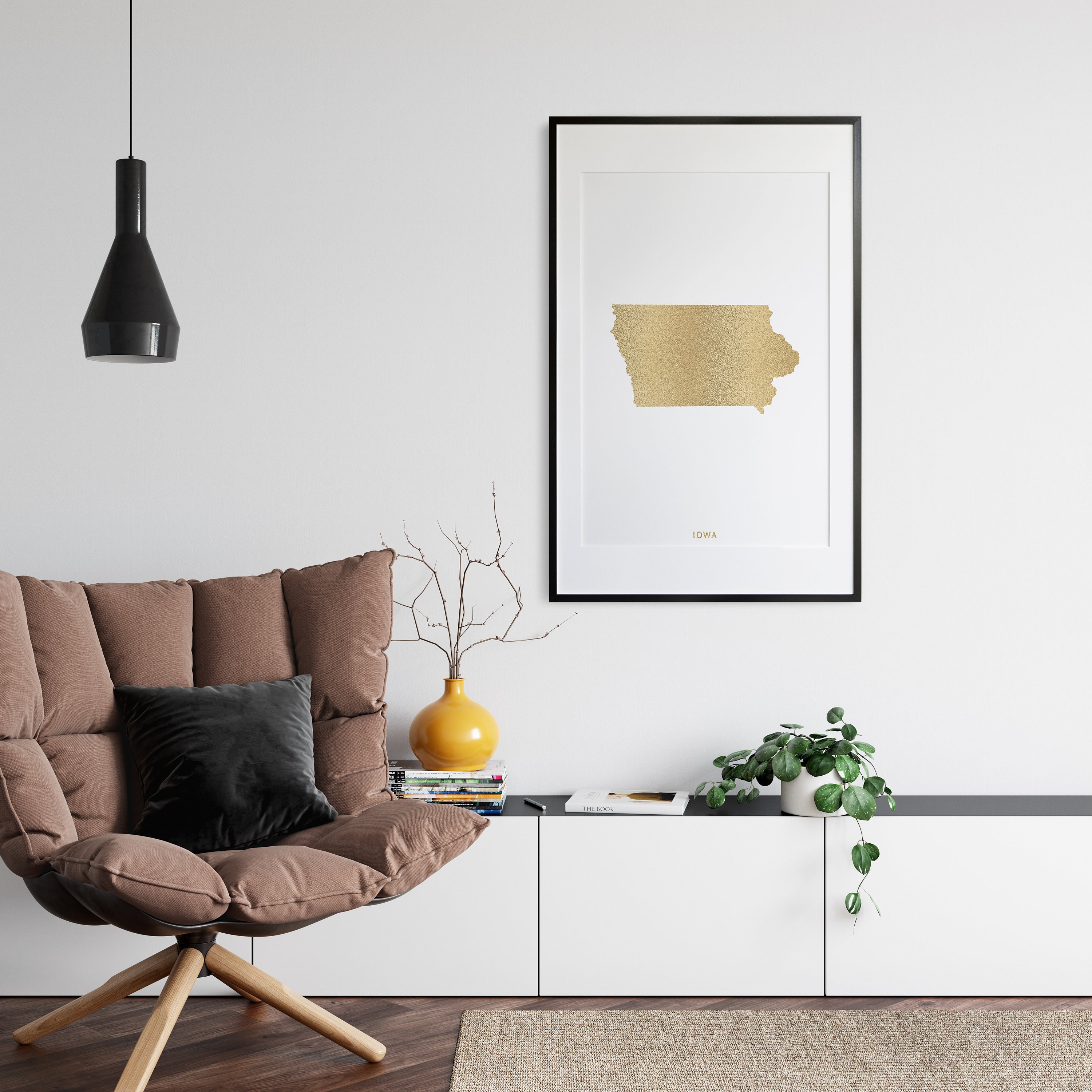 Iowa Map Gold Foil Texture Contemporary Modern Map Art Map - Etsy
