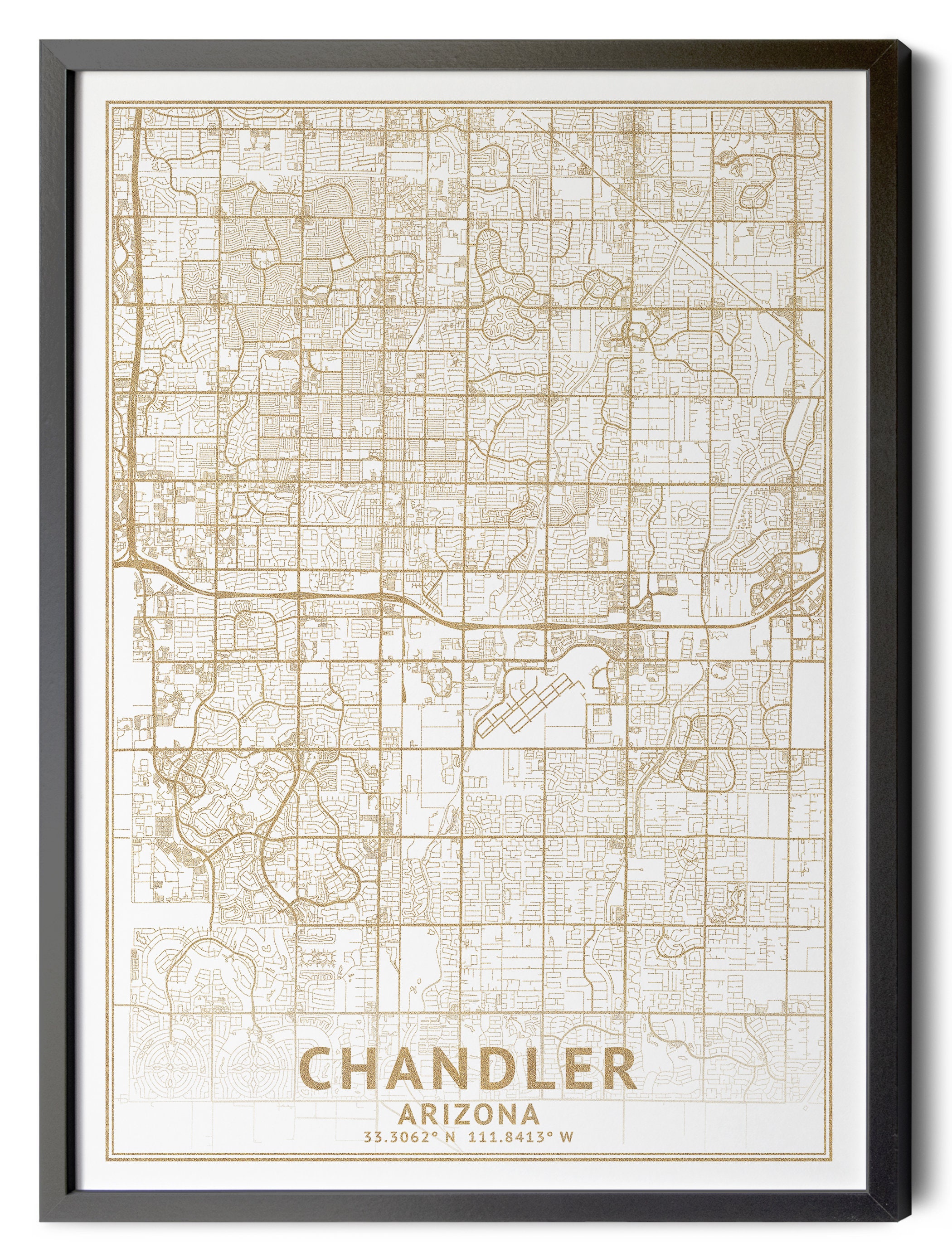 Chandler Arizona Map, High Resolution Real Gold Leaf Texture ...