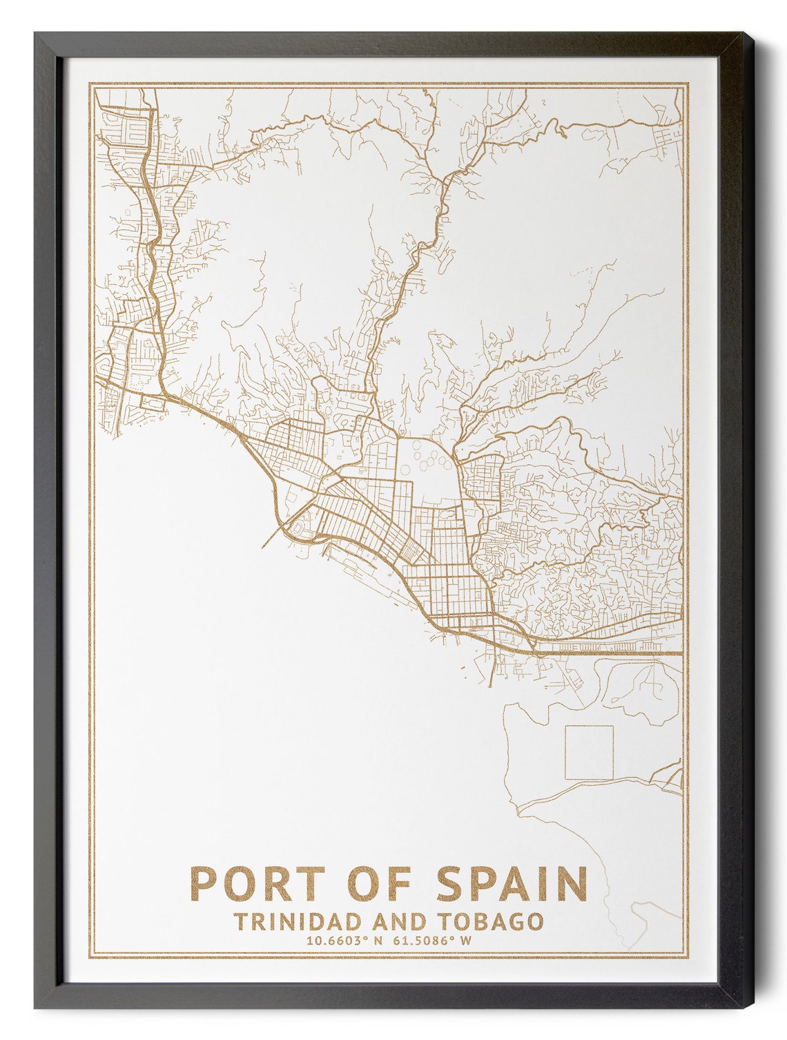 Port of Spain Trinidad and Tobago Map High Resolution Real - Etsy