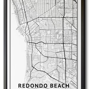 Redondo Beach California Map, Black and White, Coordinates, Map of ...