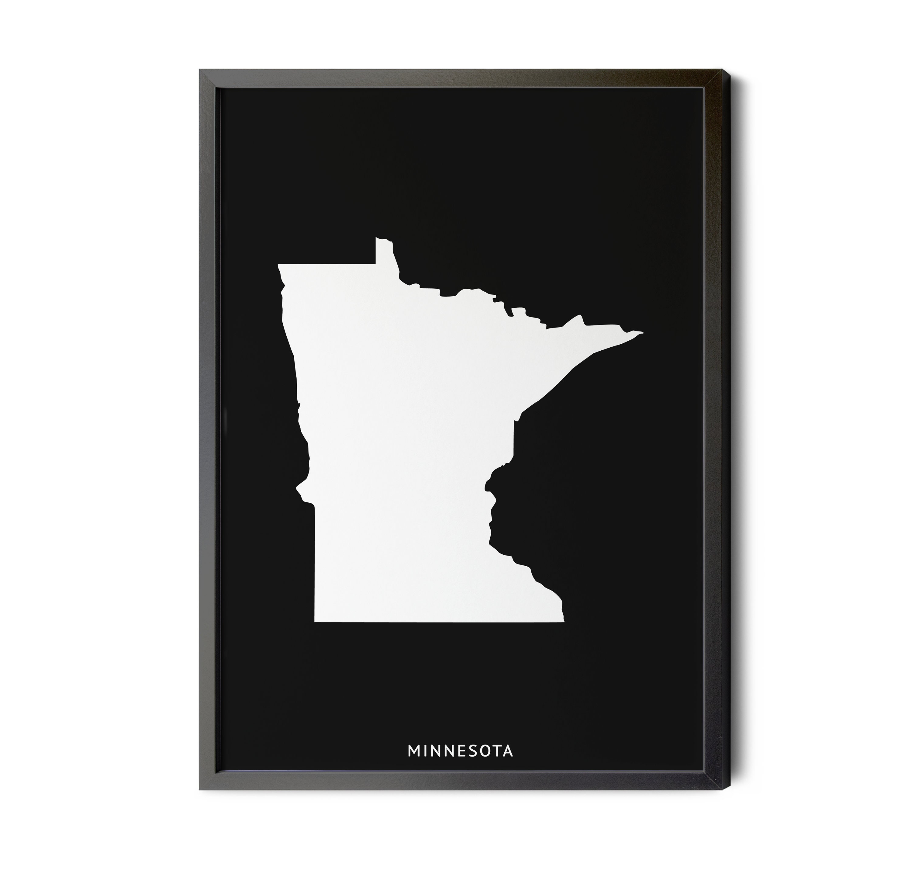Minnesota Map, Black and White, Inverted, Minimalist, Minnesota Wall ...