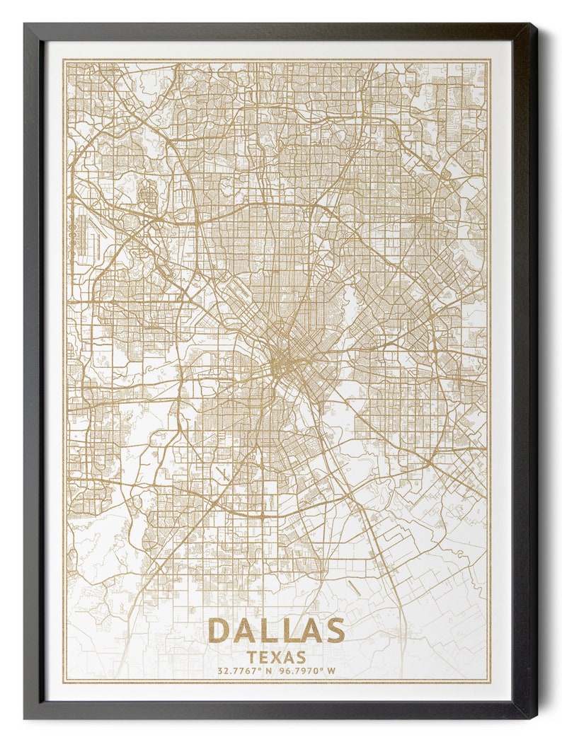 Dallas Texas Map High Resolution Real Gold Leaf Texture - Etsy